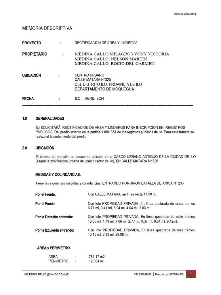 Rectificacion Area Linderos | PDF | Bienes raíces