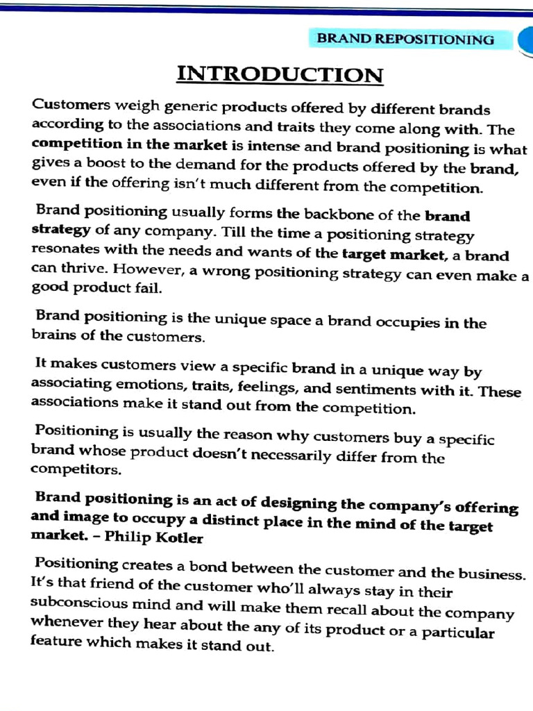 Introduction of Brand Reposition | PDF