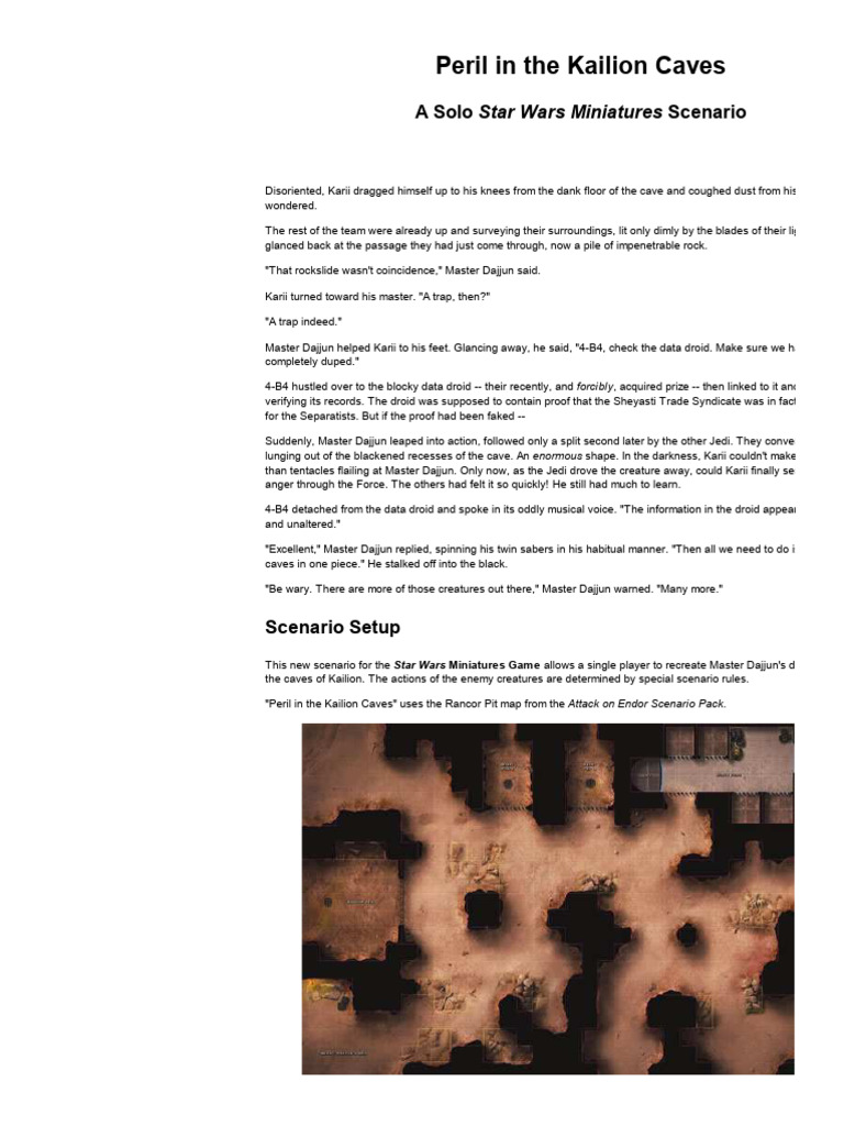 Peril in The Kailion Caves | PDF | Works Based On Star Wars | Star Wars