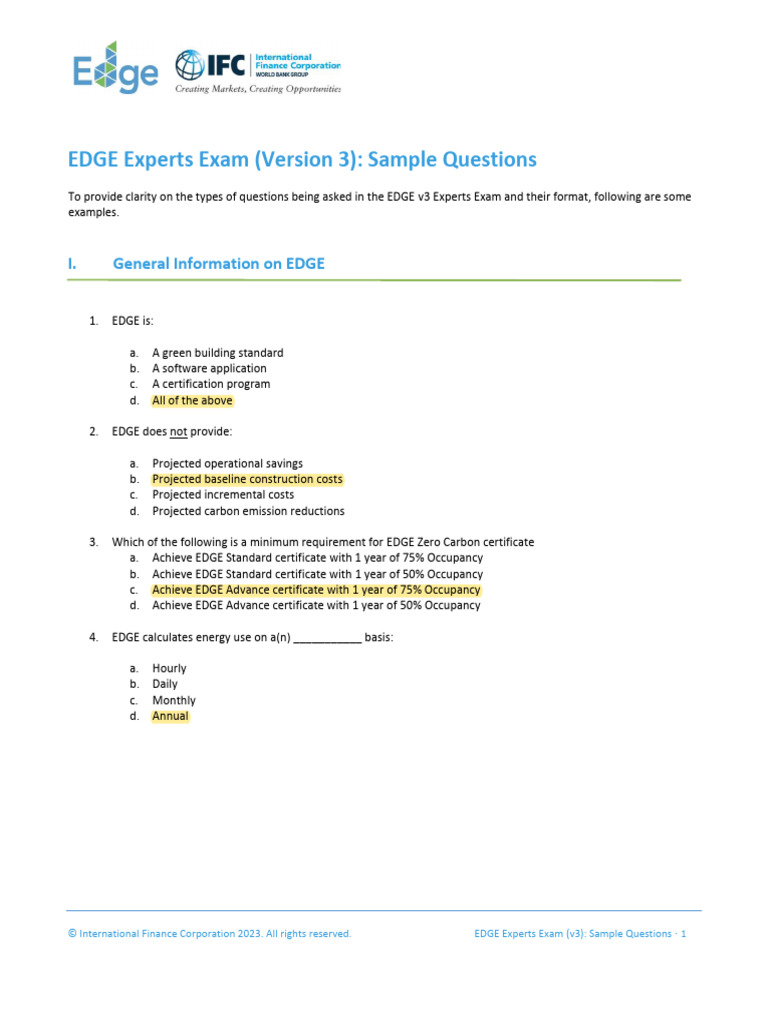 EDGE Experts Exam: Sample Questions | PDF | Building Insulation | Green ...