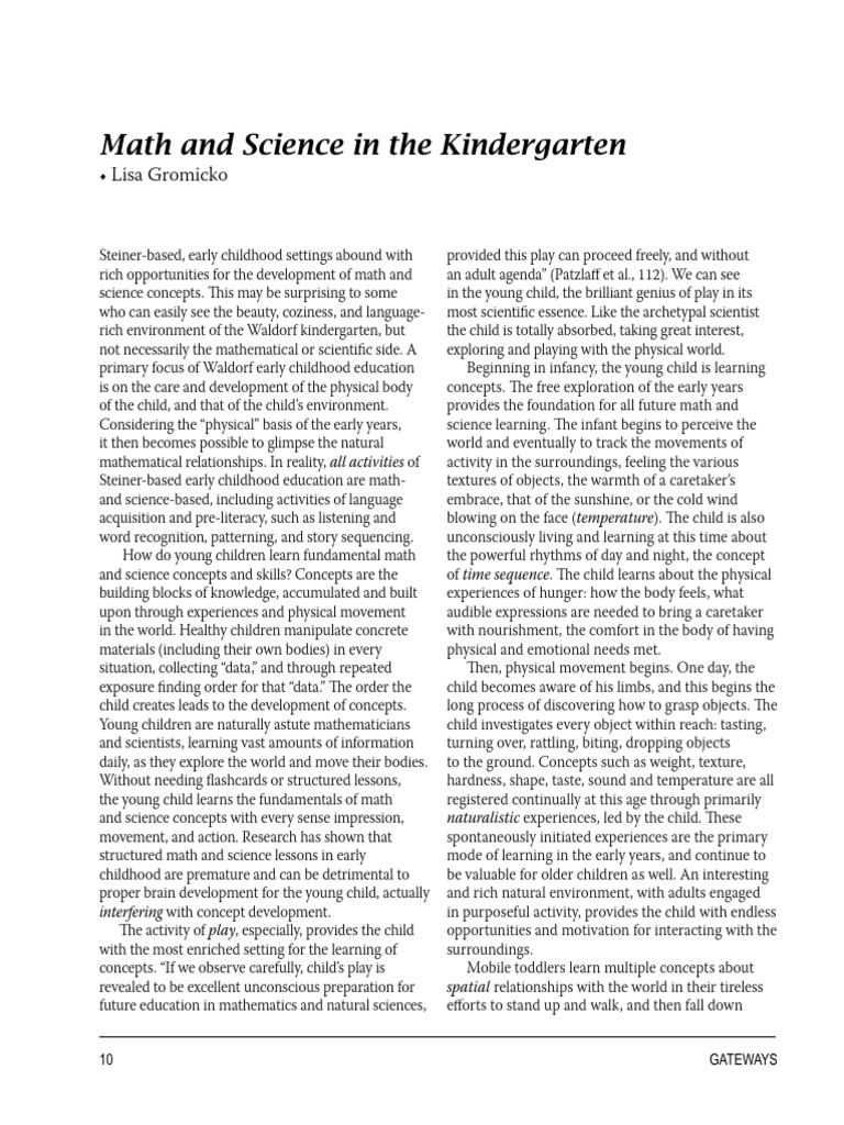 Article-Math and Science in The Kindergarten - Lisa Gromicko | PDF