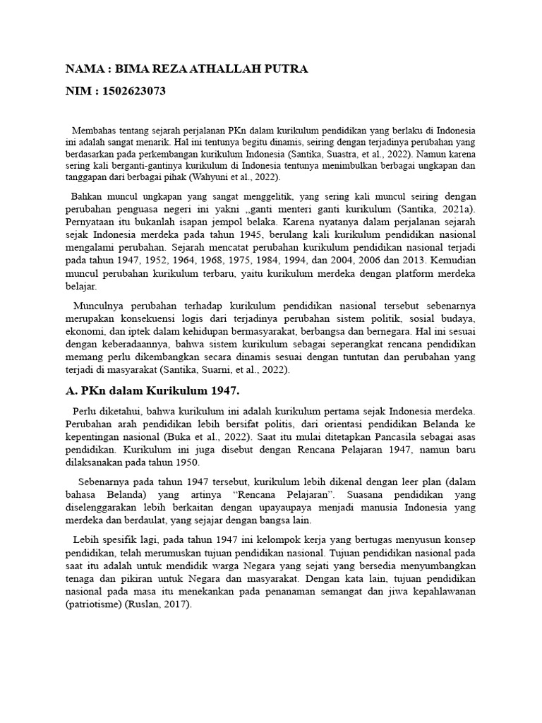 TUGAS PKN Bima Reza Athallah Putra (1502623073) | PDF