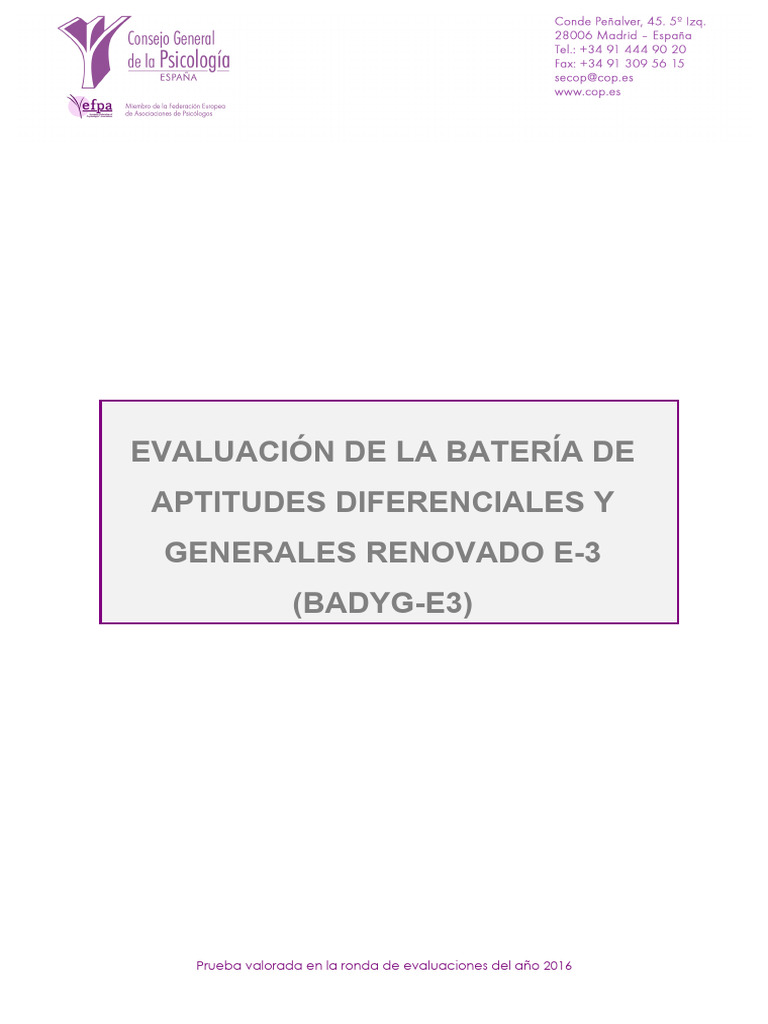 Badyg E3 | PDF | Validez (Estadísticas) | Psicometría
