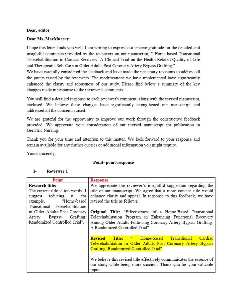 Point-Point-Response After Revision 5-6-2024 | PDF | Institutional ...