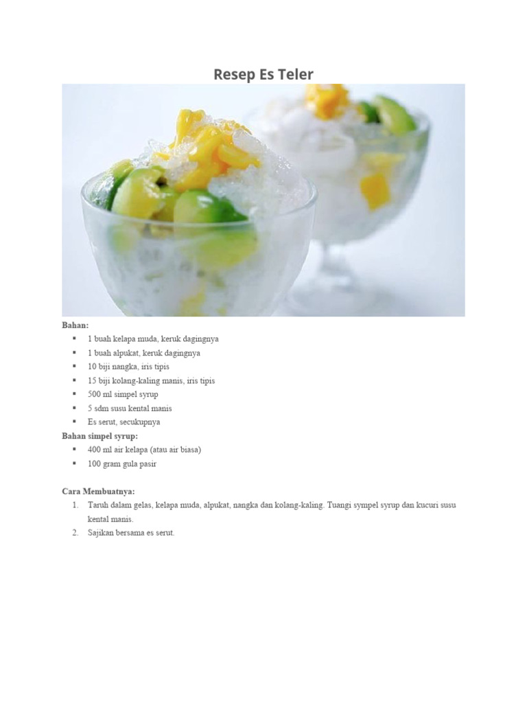 Resep Es Teler Ok | PDF