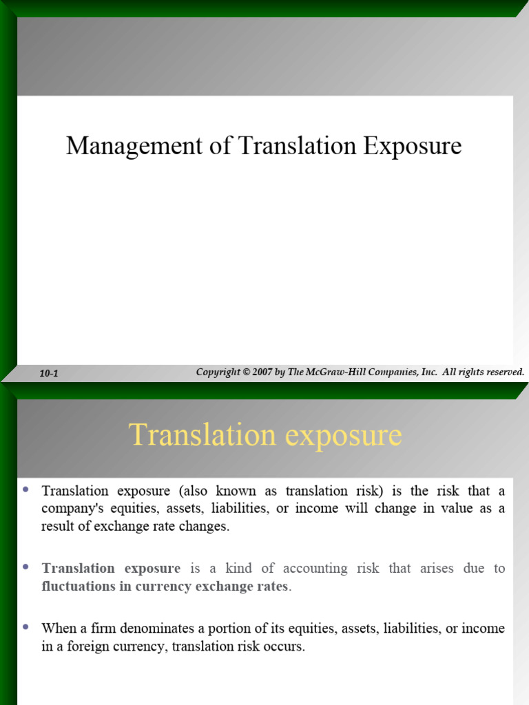 Management of Translation Exposure | PDF | Balance Sheet | Exchange Rate
