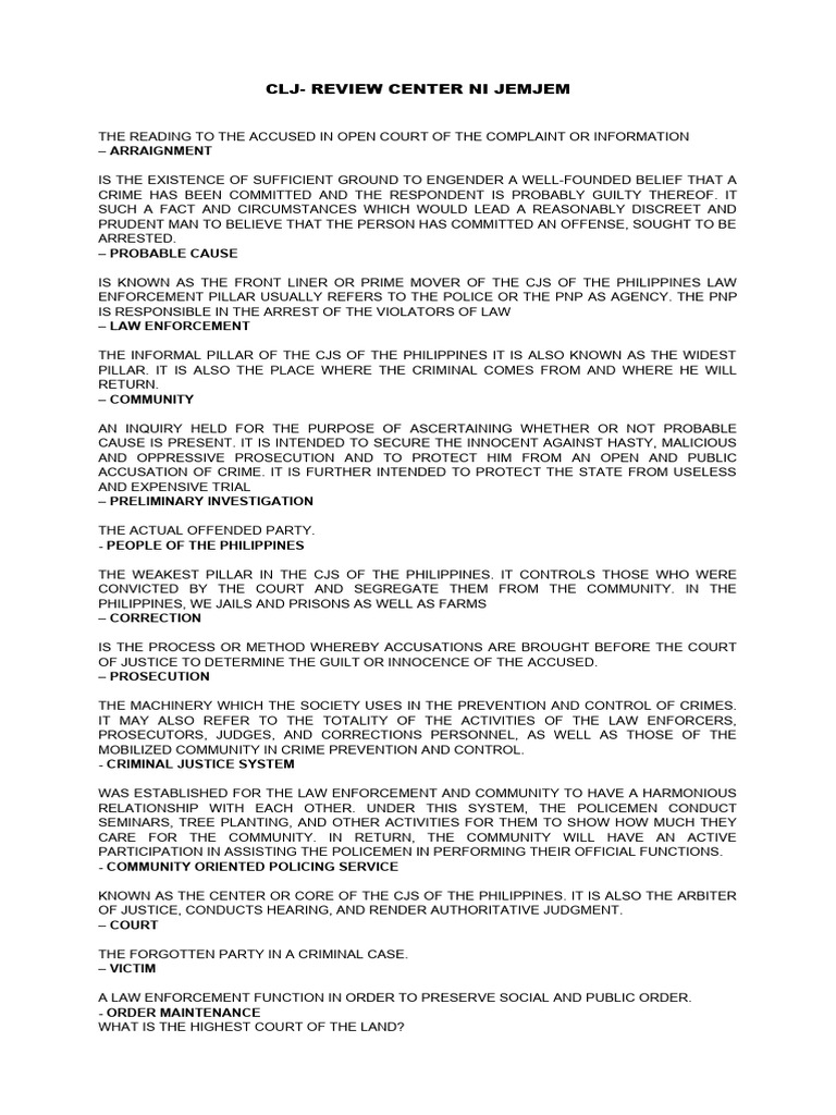 CLJ Reviewer Ni Jem2 | PDF | Crimes | Crime & Violence