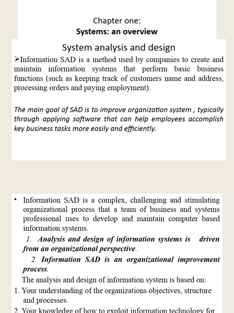 Chapter One System Analysis and Design | Download Free PDF | Information System | System