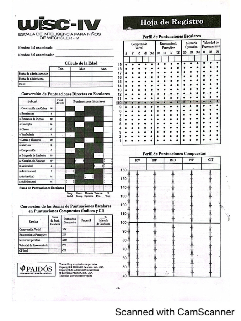 Protocolo WISC | PDF