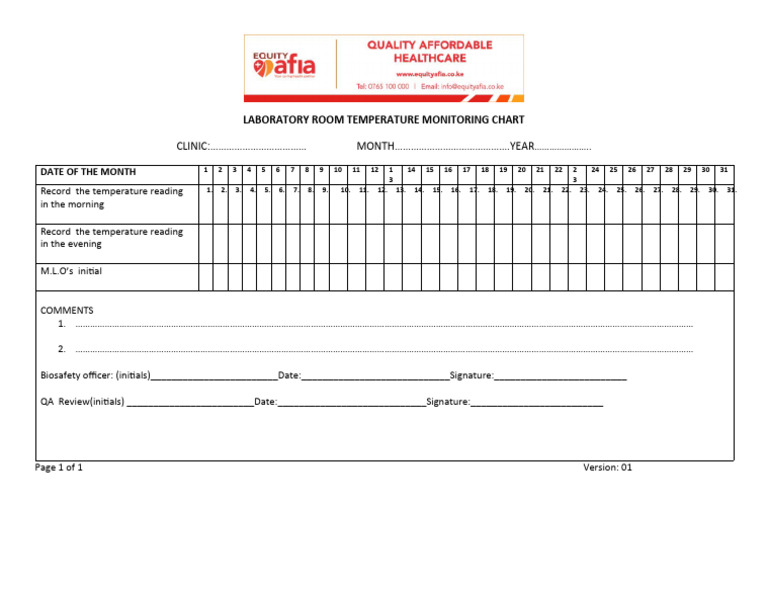 Laboratory Temperature Monitoring Log | PDF