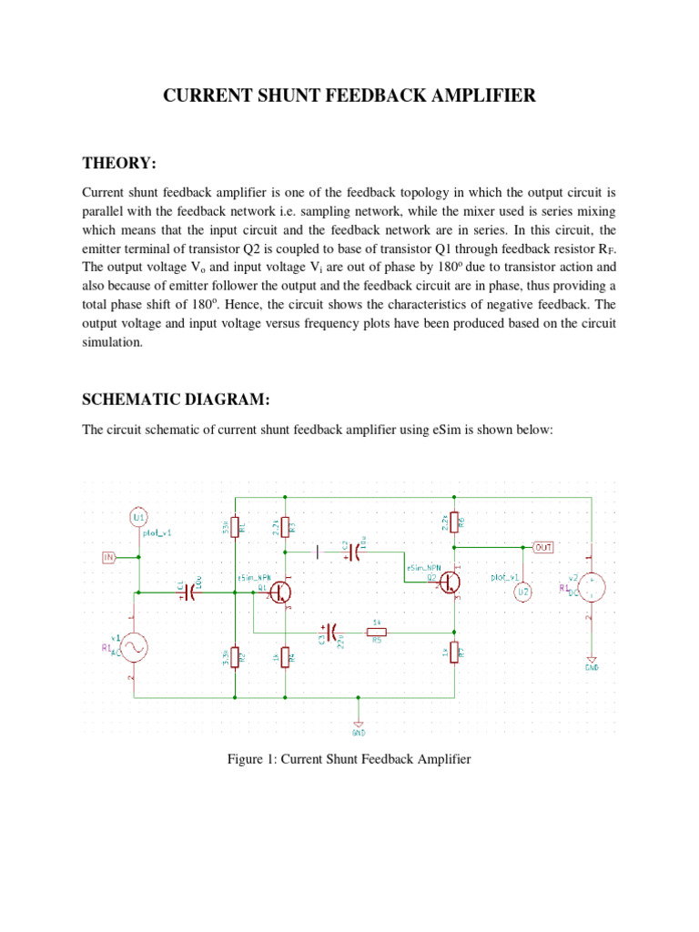 Current Shunt Feedback Amplifier Guide | PDF