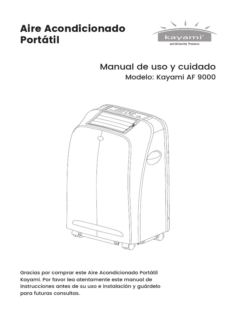 Acondicionador Kayami AF - 9000 - RC | PDF | Enchufes y tomas de ...