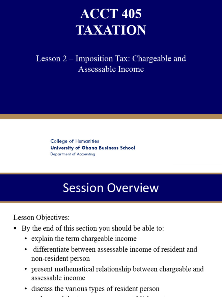 Lesson 2 Chargeable and Assessable Income | PDF | Income | Taxes