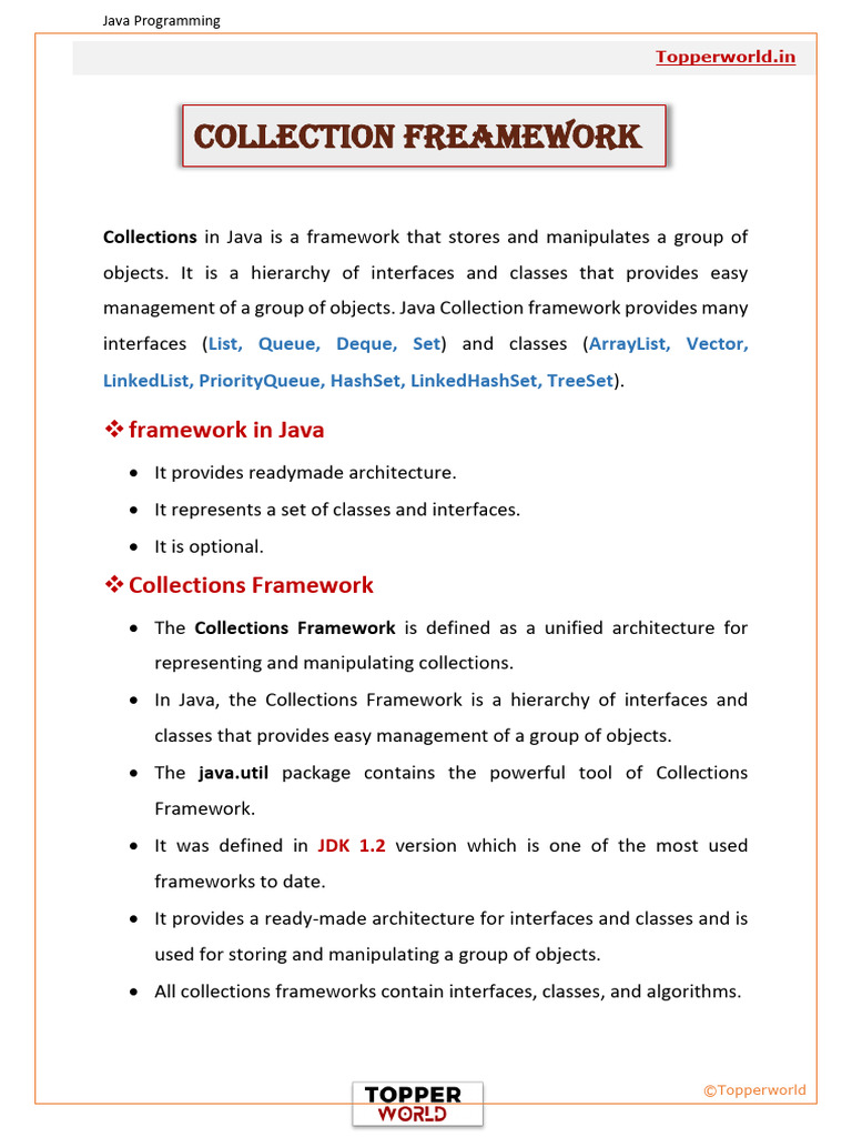Collections Framework in Java | Download Free PDF | Method (Computer ... Collections Framework in Java | Download Free PDF | Method (Computer ...