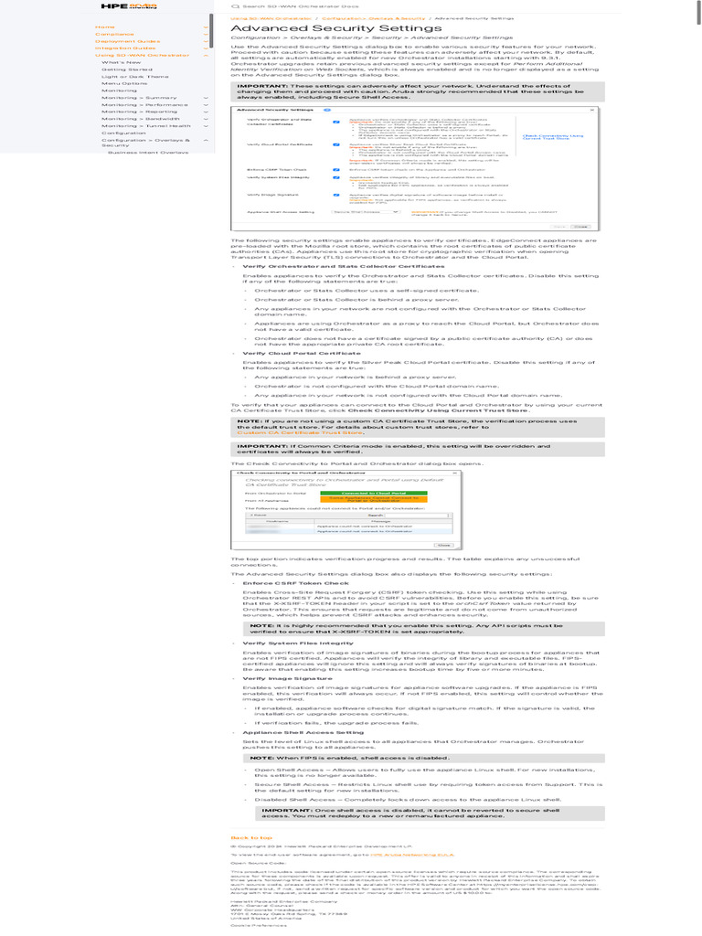 Advanced Security Settings - SD-WAN Orchestrator Docs | PDF | Public Key Certificate | Cyberspace