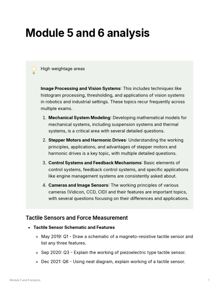 Mechatronics Analysis - Module 5 and 6 | PDF | Electrical Engineering ...