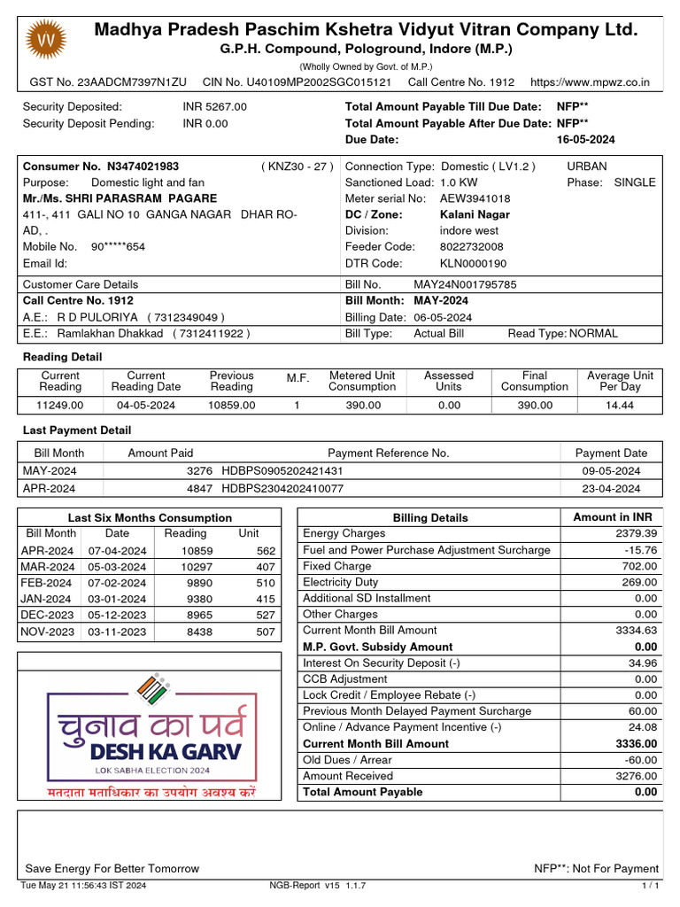 Madhya Pradesh Paschim Kshetra Vidyut Vitran Company LTD.: G.P.H ...