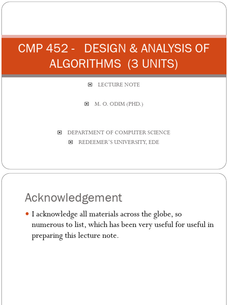 CMP 452 Merged | PDF | Algorithms | Algorithms And Data Structures