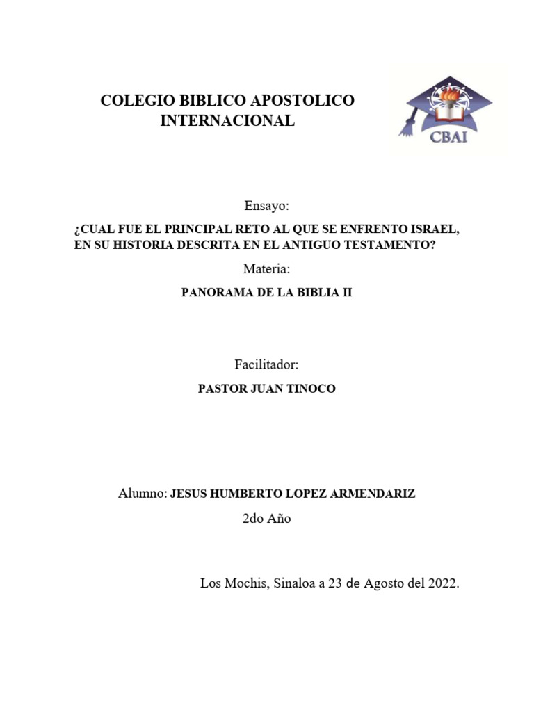 Ensayo ¿CUAL FUE EL PRINCIPAL RETO AL QUE SE ENFRENTO ISRAEL, EN SU ...