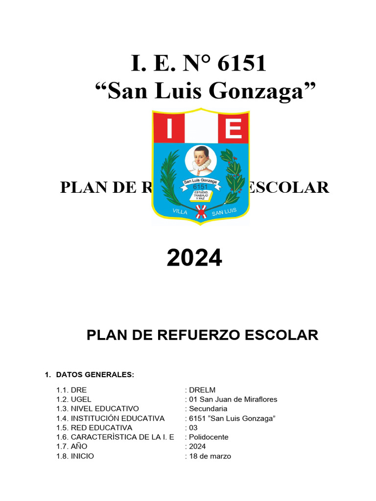 Plan_de_Refuerzo_Escolar-2024 | PDF | Evaluación | Geometría