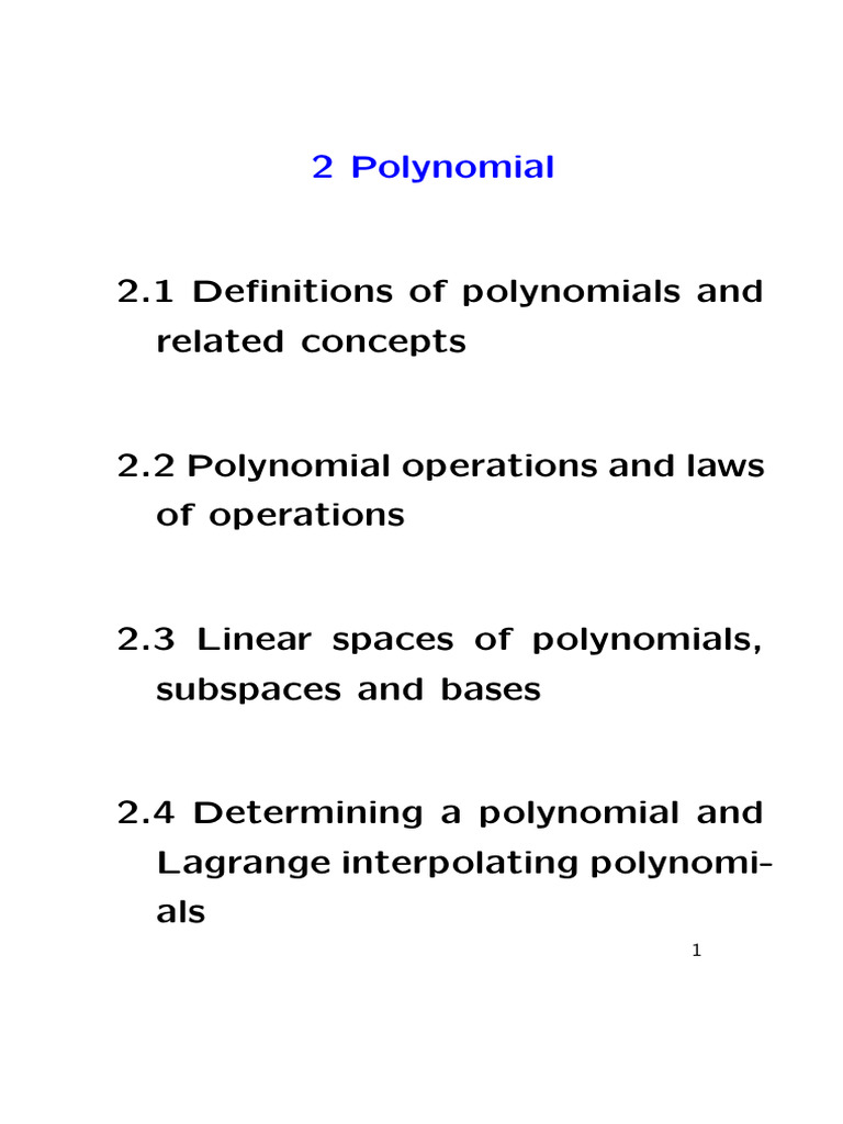 Understanding Polynomials and Their Properties | PDF | Polynomial ...