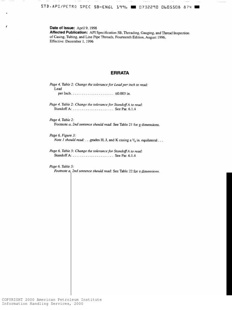 API Spec 5b Threading Gauging | PDF | Climate Change | Resource Extraction