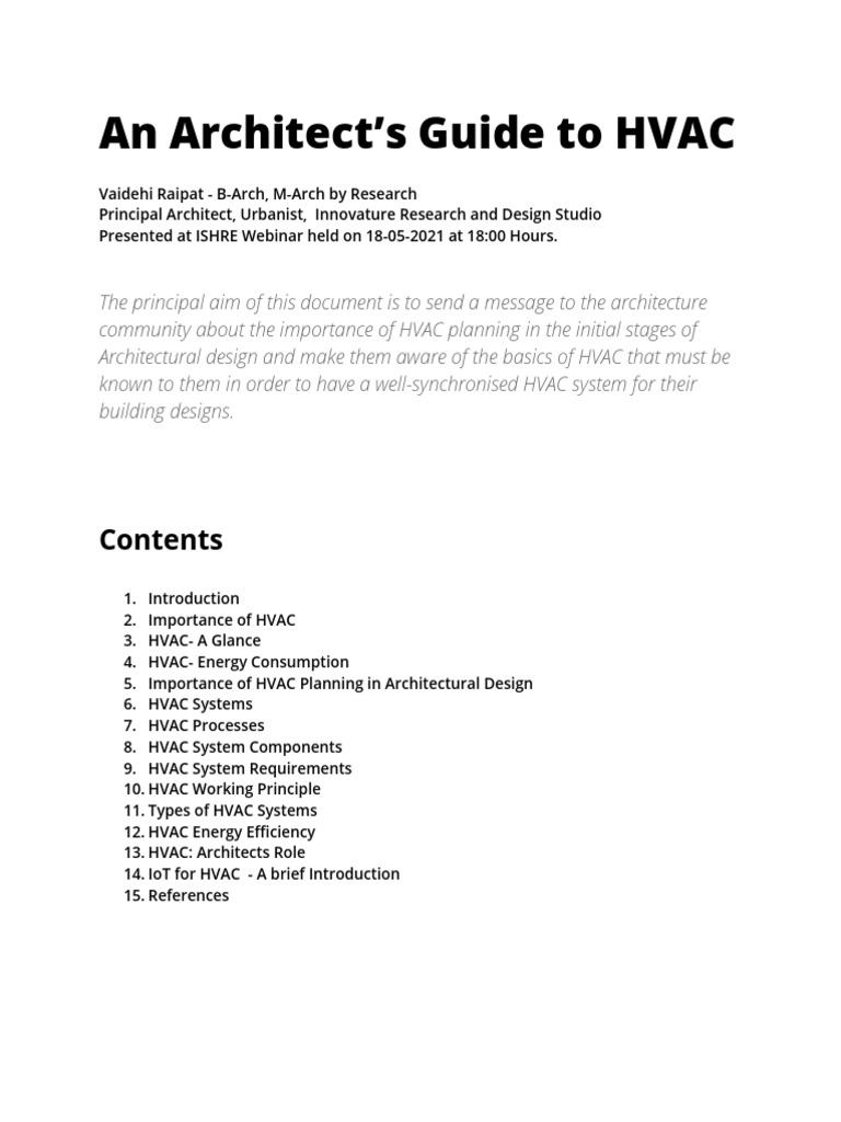 An Architect S Guide To HVAC | PDF | Air Conditioning | Duct (Flow)