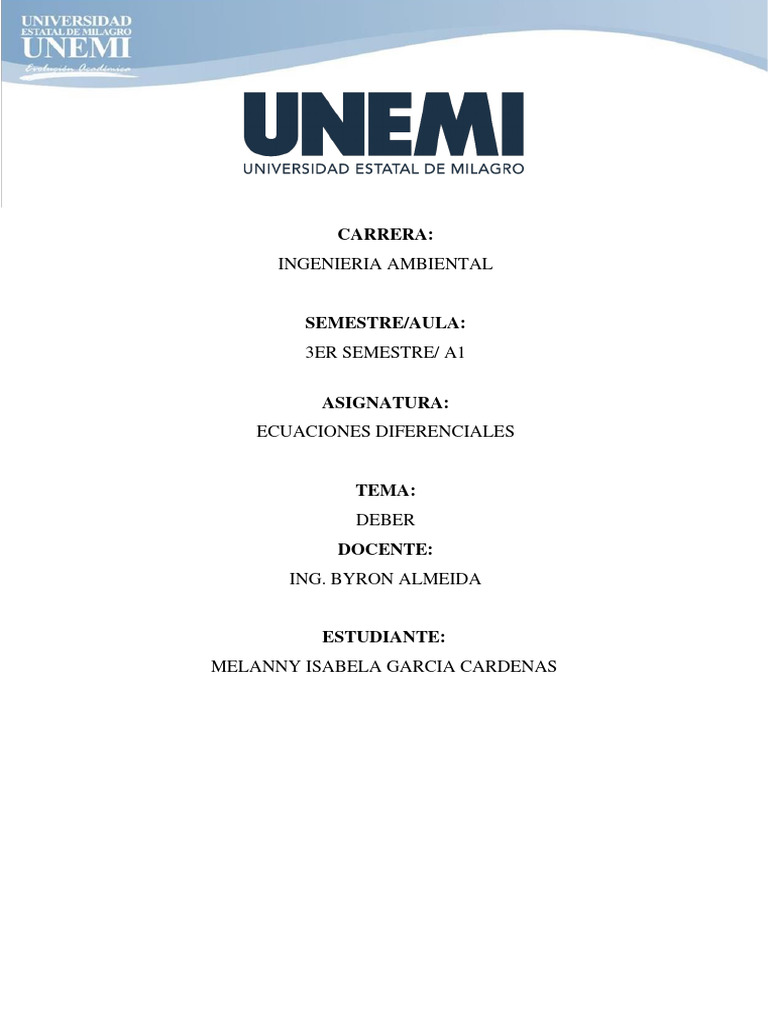Primer Deber de Ecuaciones Diferenciales | PDF