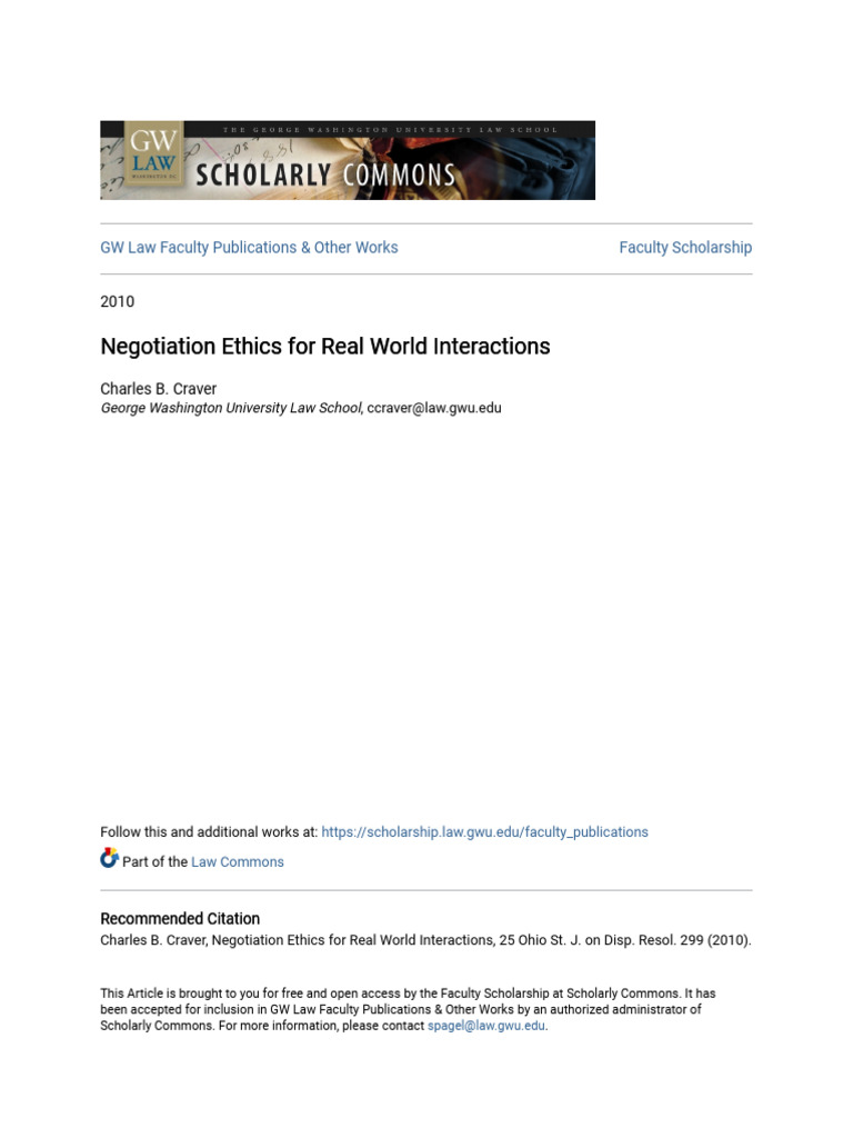 Negotiation Ethics for Real World Interactions | Download Free PDF ...