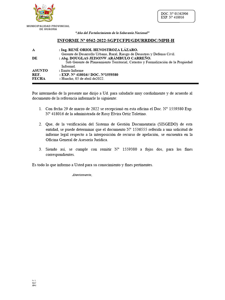 Informe Legal CARTA NOTARIAL | PDF