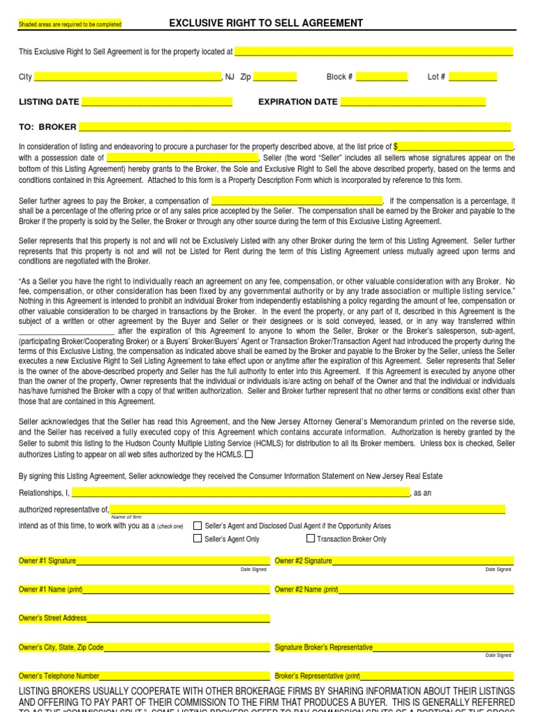 Exclusive Right To Sell | PDF | Real Estate Broker | Property