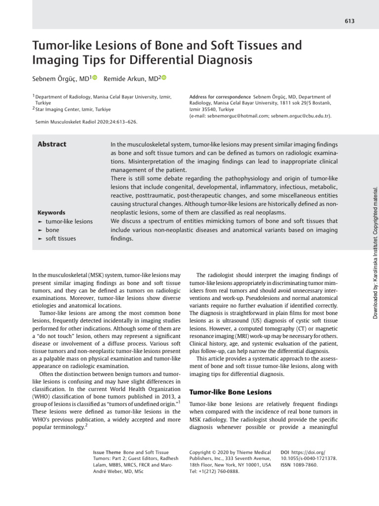 Tumor-like Lesions of Bone and Soft Tissues | Download Free PDF | Medical Imaging | Magnetic ...