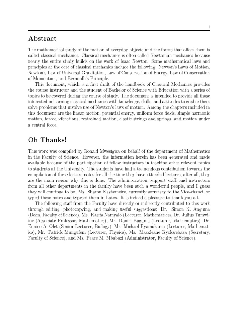 Classical Mechanics Handbook | PDF | Force | Acceleration