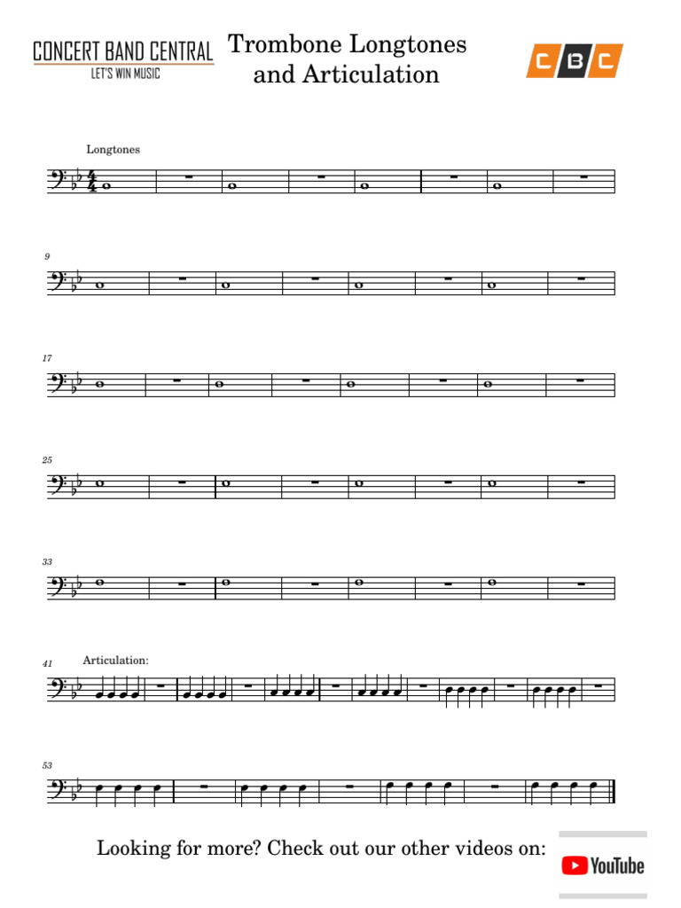 Trombone Longtones & Articulation Guide | PDF