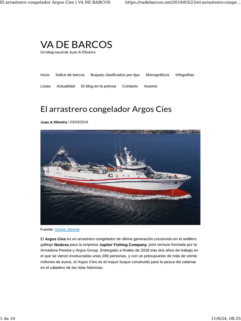 El arrastrero congelador Argos Cíes VA DE BARCOS | PDF | Motores