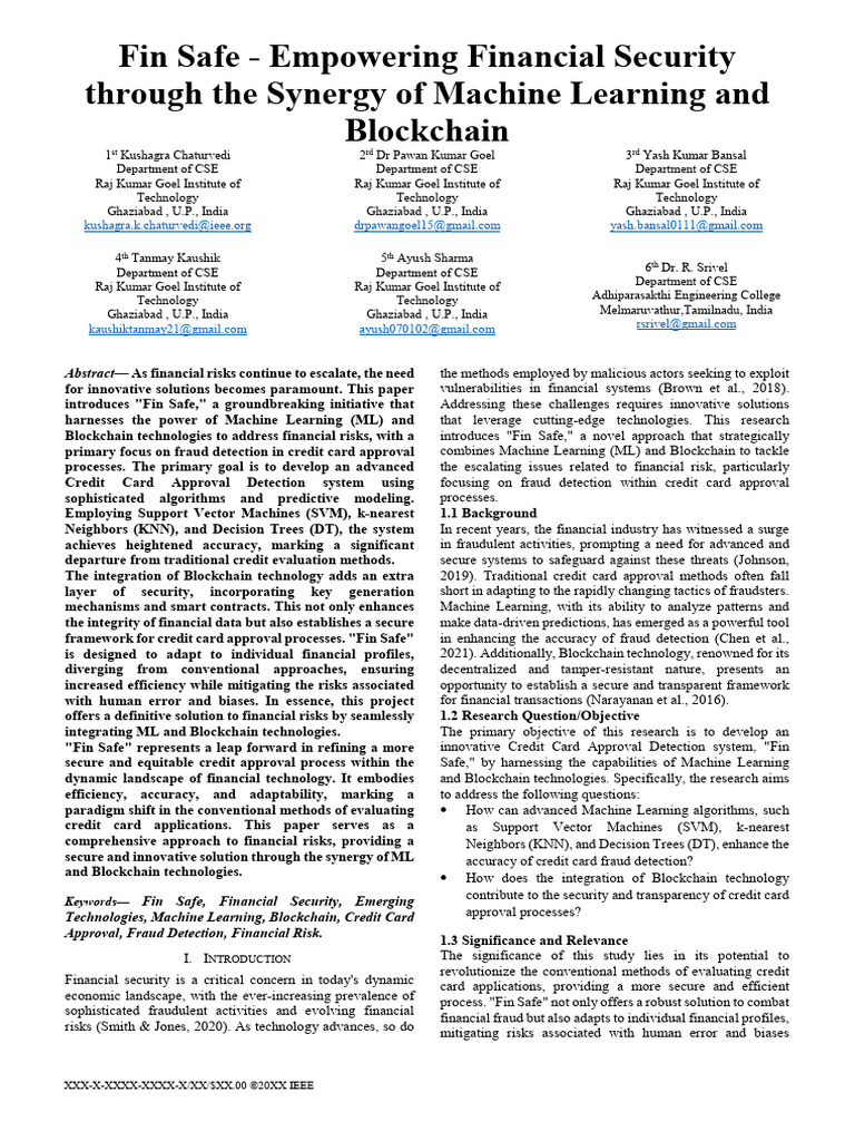 Finsafe | PDF | Machine Learning | Computer Security