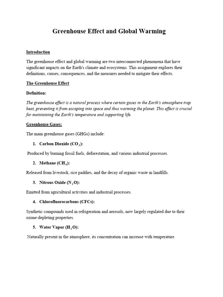 Greenhouse Effect And Global Warming Pdf Climate Change