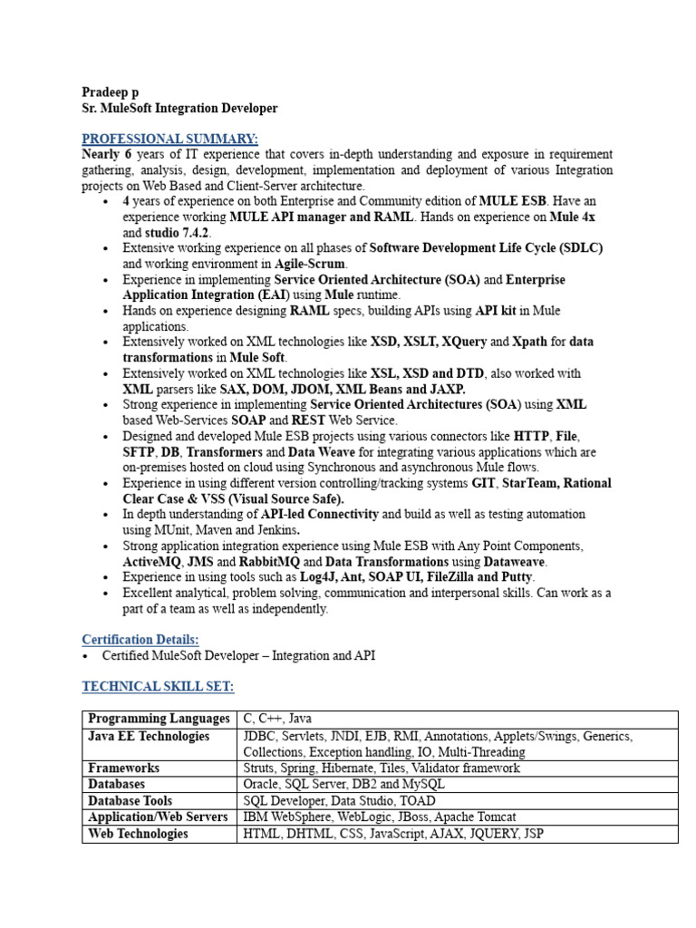 Mulesoft Developer | PDF | Web Service | Spring Framework