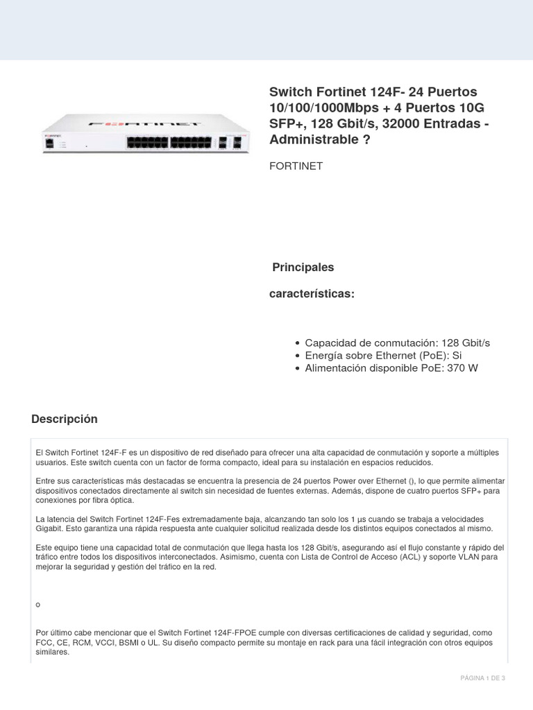 Product Details FS-124F-F | PDF | Conmutador de red | Redes de computadoras