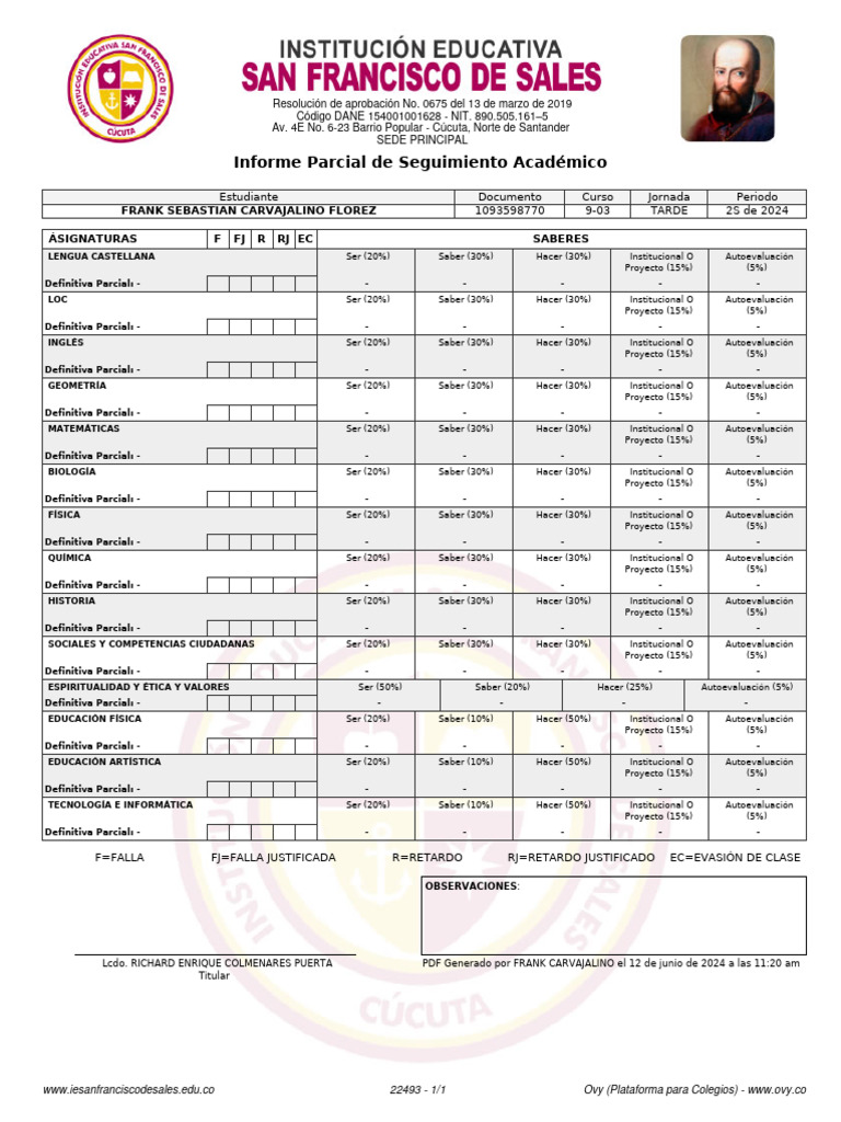 Informe - Parcial - de - Seguimiento - Acadmico (1) NNCC | PDF