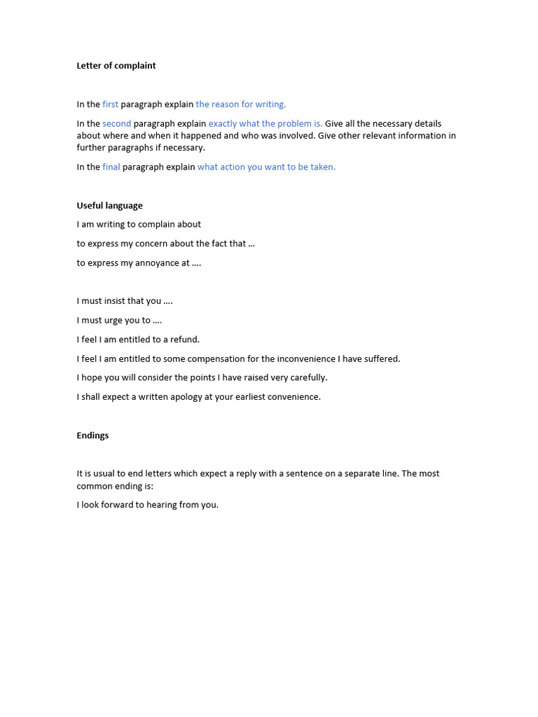 B2 Formal Letter of Complaint | PDF