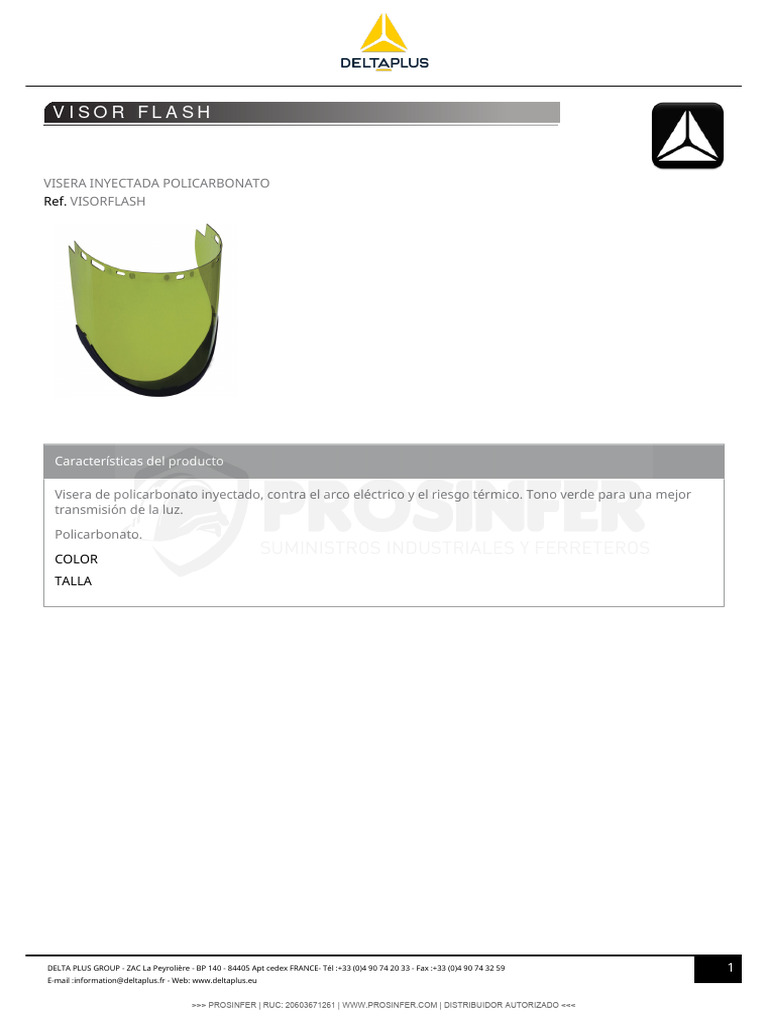 visor-arc-flash-delta-plus-ficha-tecnica | PDF