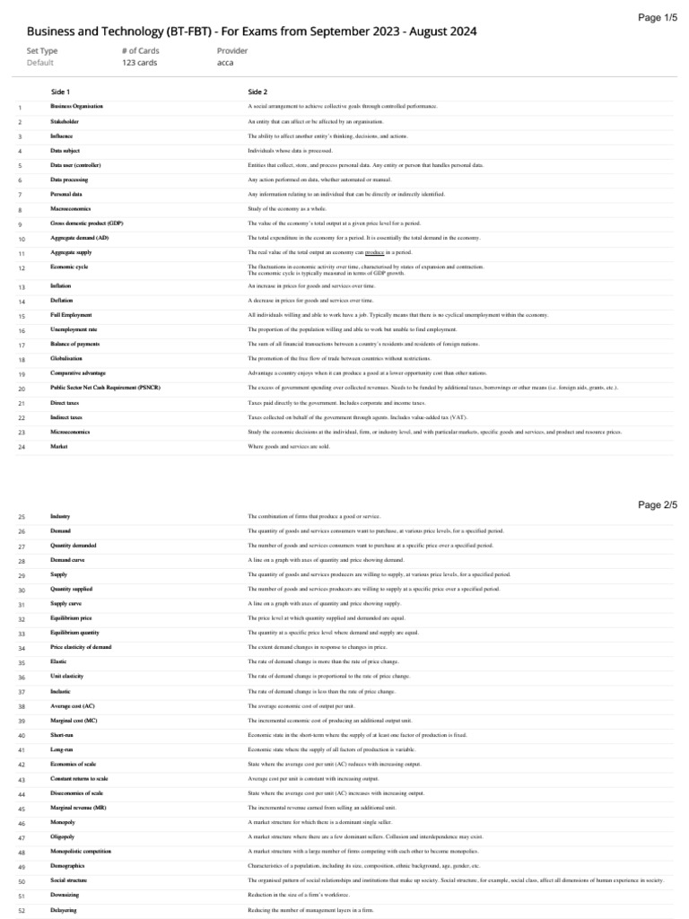 ACCA Study Hub Flash Card | PDF | Average Cost | Elasticity (Economics)