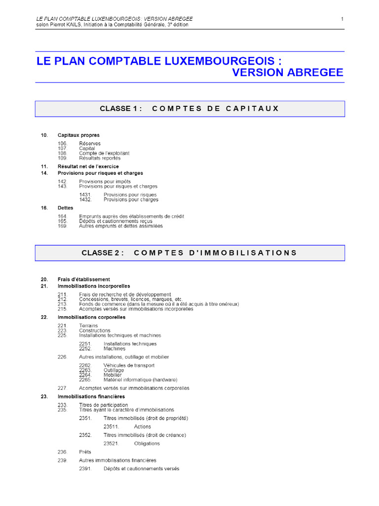 LE PLAN COMPTABLE LUXEMBOURGEOIS - VERSION ABREGEE - PDF Téléchargement ...