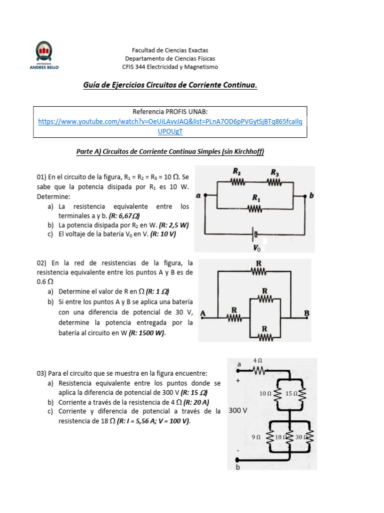 08) Guia de Ejercicios Circuitos de CC_240608_154556 | Descargar gratis PDF | Resistencia ...