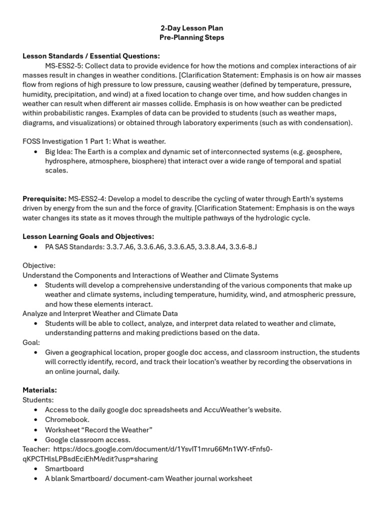 PLP Lesson Plan PLP | Download Free PDF | Weather | Climate