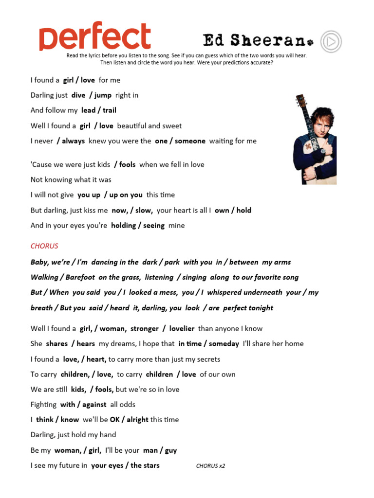 Perfect Ed Sheeran Song Lesson | PDF
