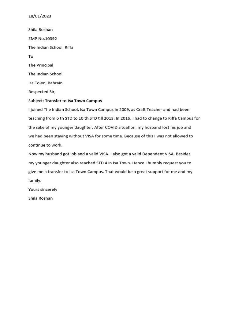 Letter - To The Principal | PDF