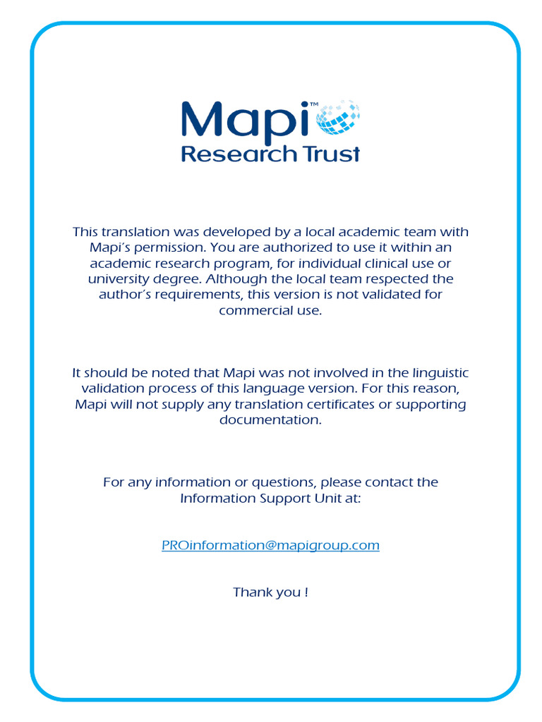 PedsQL 2.0 FIM - AU2.0 - Spa CL - Academic Translation | PDF