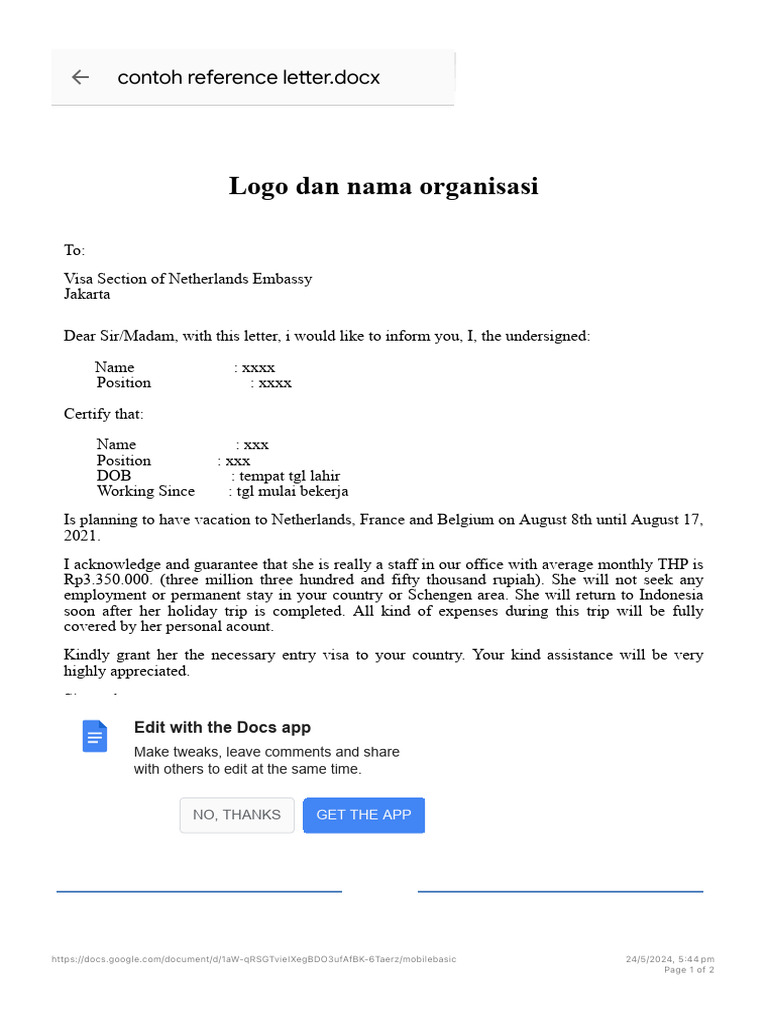 Contoh Reference Letter | PDF
